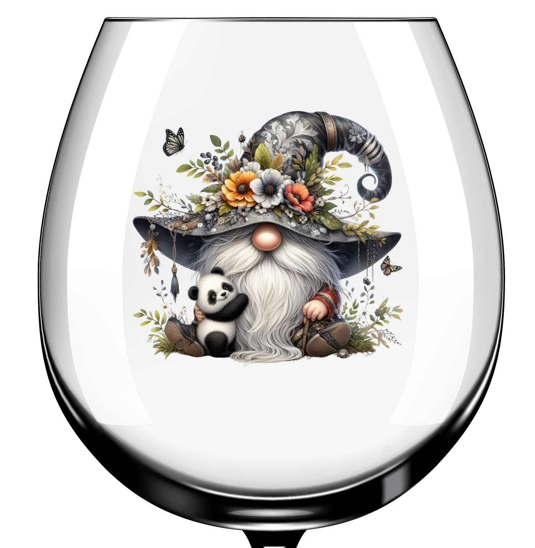 x12 Gnome Gonk Panda Floral glass vinyl decal stickers Colour ty785 ...
